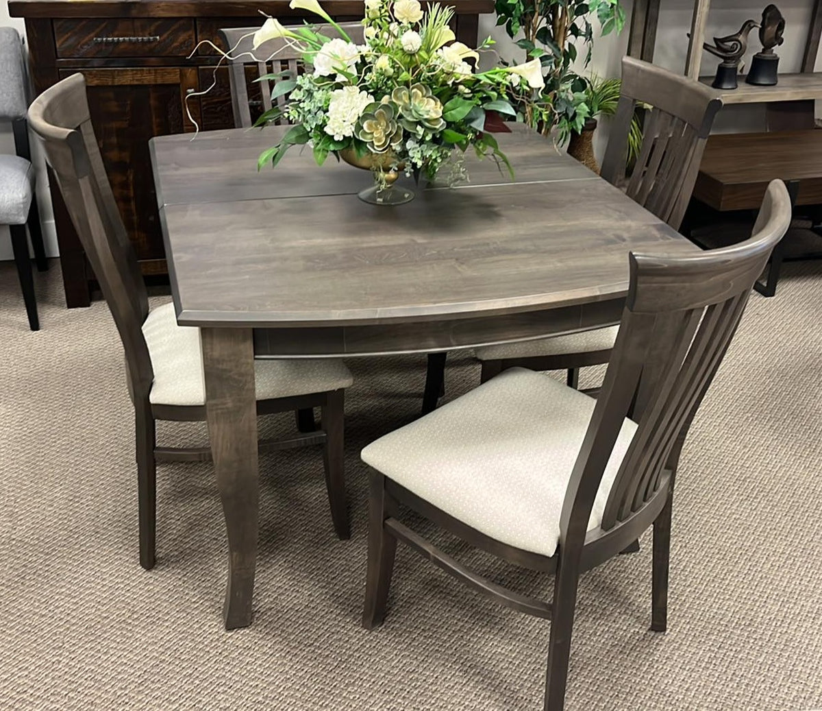 5-Piece Solid Maple Vienna Dining table w/-4 Upholstered chairs ...