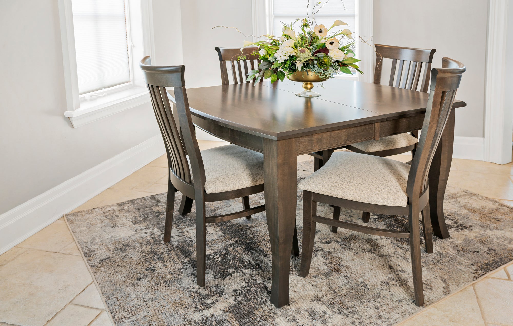 5-Piece Solid Maple Vienna Dining table w/-4 Upholstered chairs ...